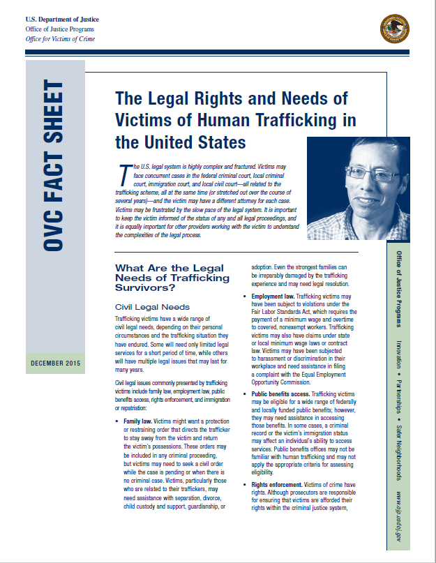Faces of Human Trafficking: Legal Rights and Needs of Victims of Human ...