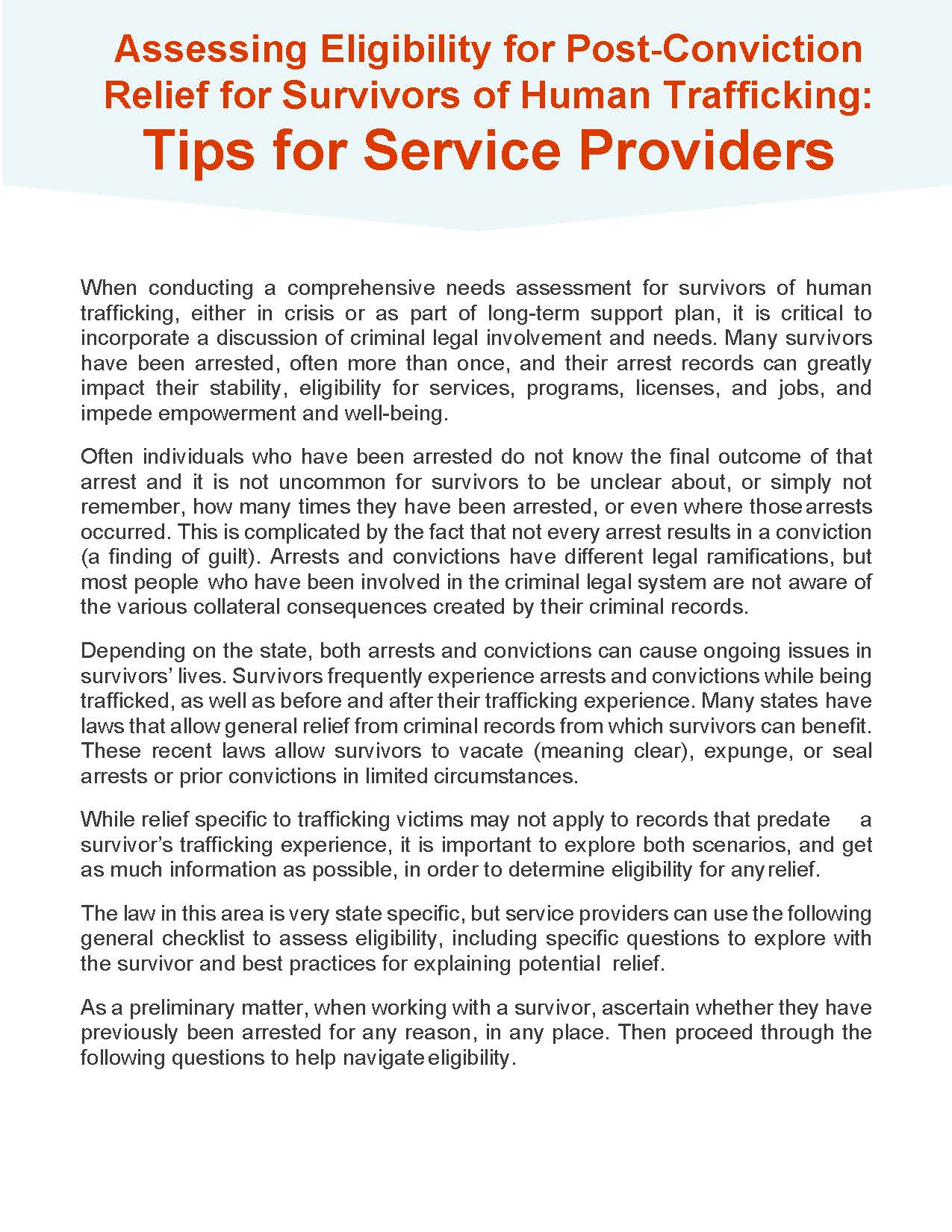 Survivor Reentry Project's Social Services Screening Protocol - Freedom ...