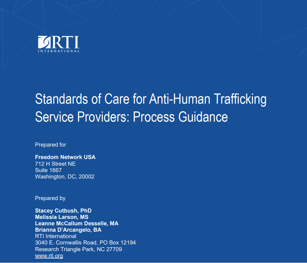 Standards of Care for Anti-Human Trafficking Service Providers: Process ...
